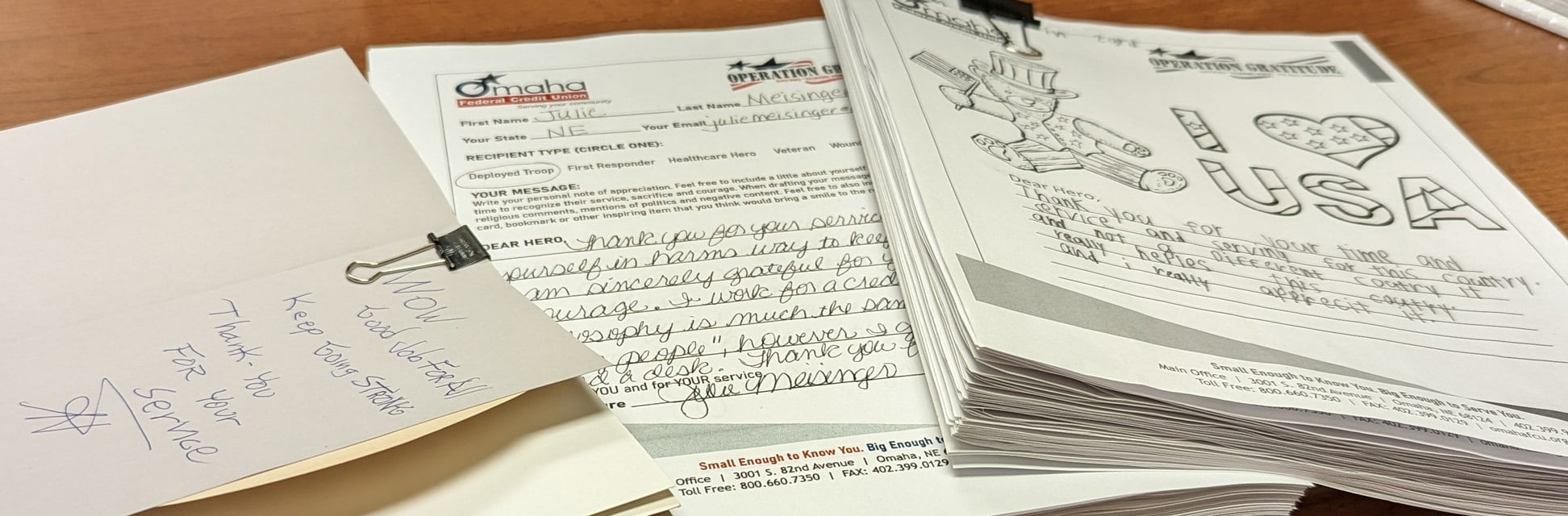 OFCU Exceeds Goal: 285 Letters for Operation Gratitude - Omaha Federal ...